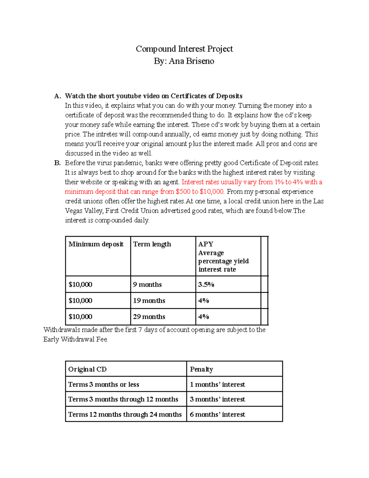 Compound interest project - Compound Interest Project By: Ana Briseno A ...