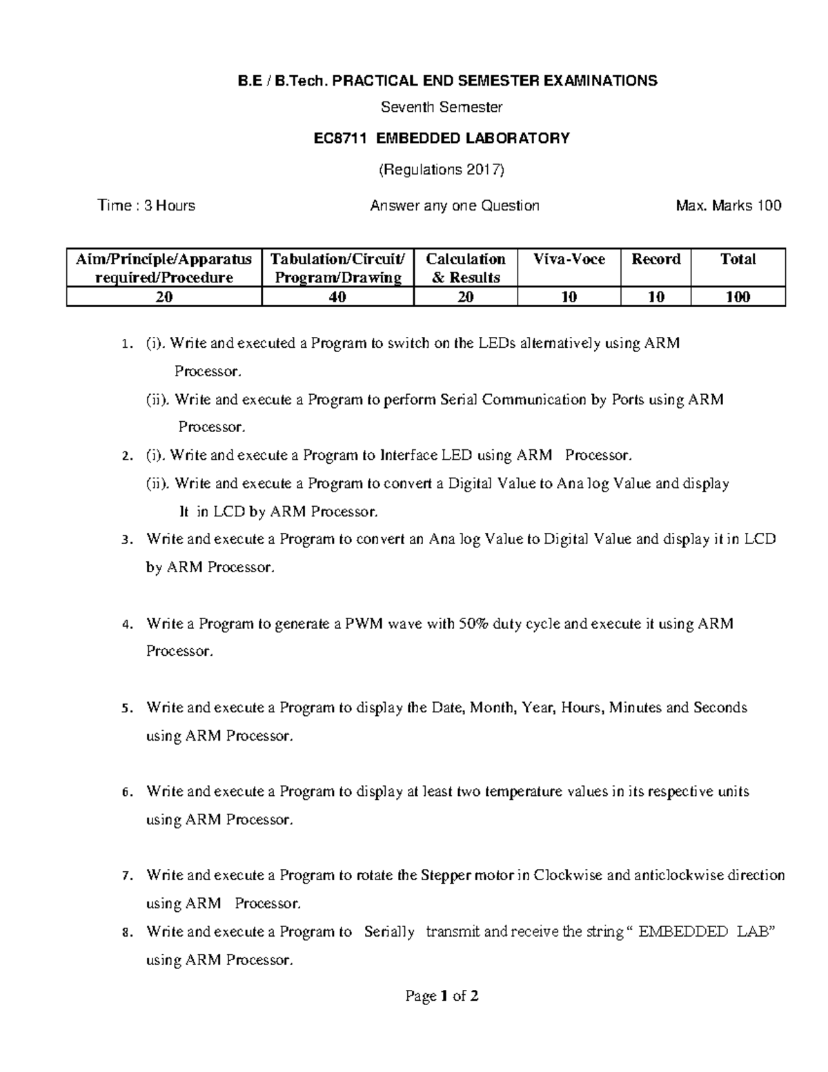 EC8711 SET1 - GOOD - Page 1 of 2 B / B. PRACTICAL END SEMESTER ...