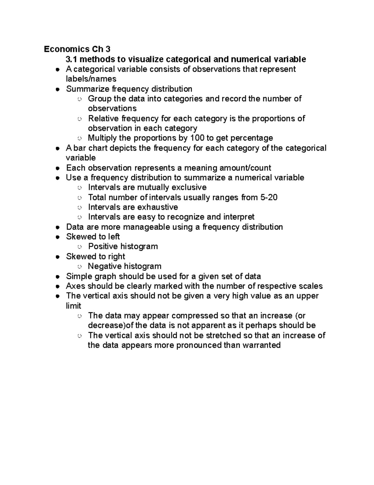 3.1 methods to visualize categorical and numerical variable - Studocu
