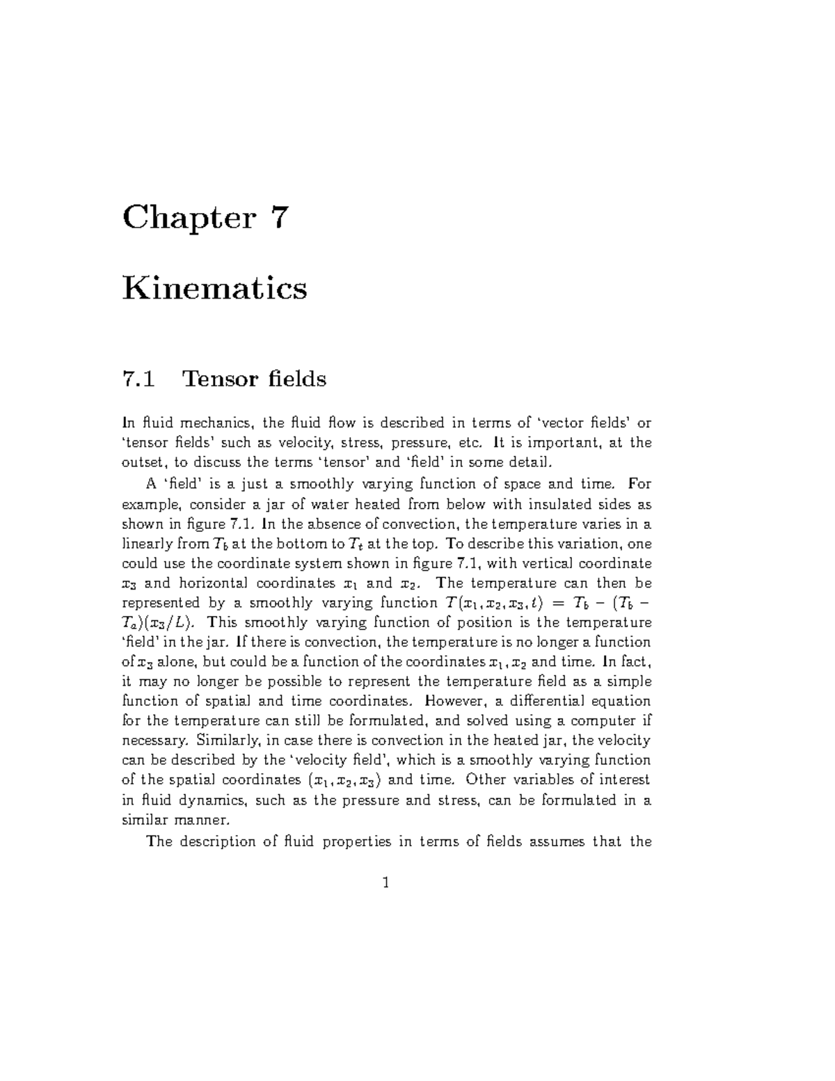 Chap7 - Transport Phenomena lectures - Chapter 7 Kinematics 7 Tensor ...