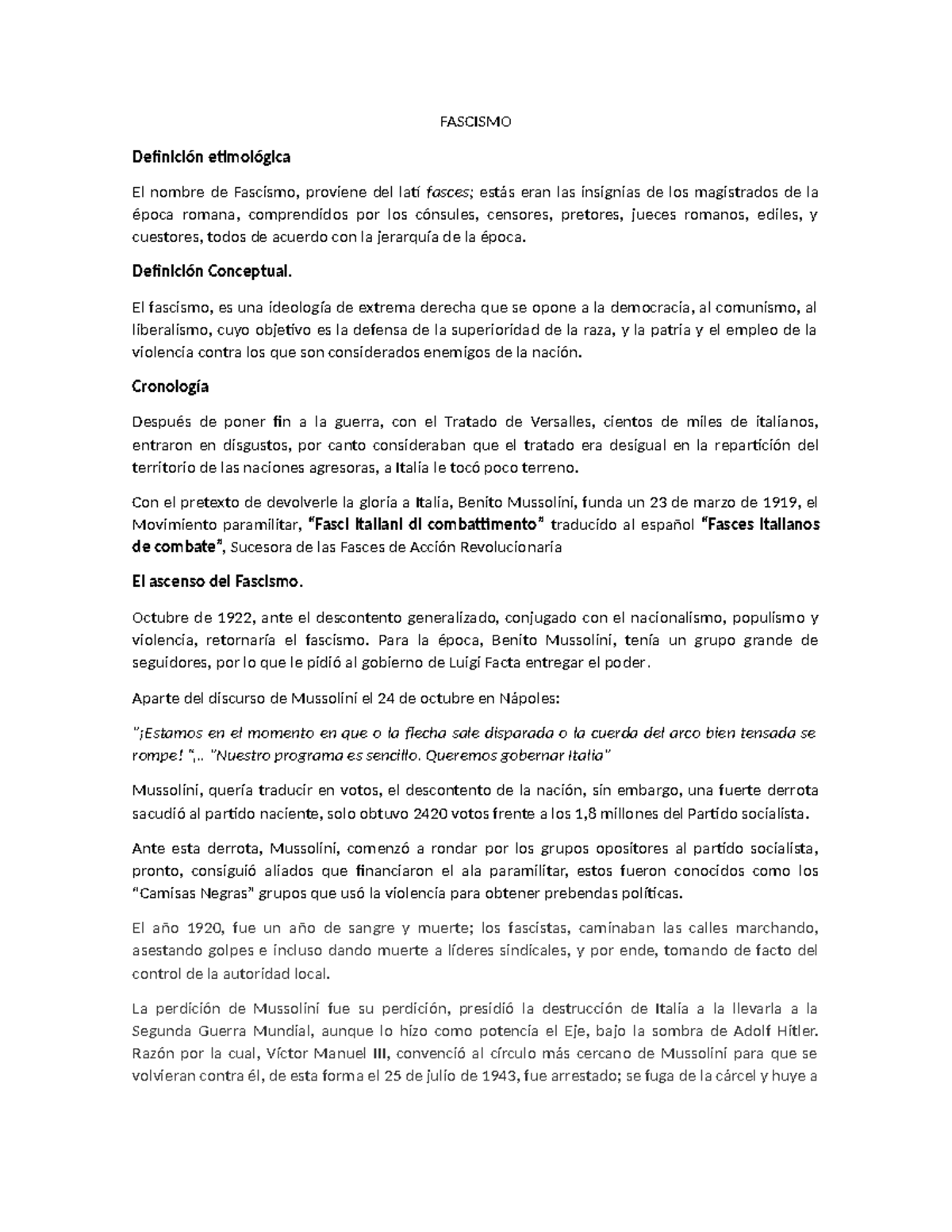 Fascismo - Apuntes para trabar el fascimo - FASCISMO Definición ...