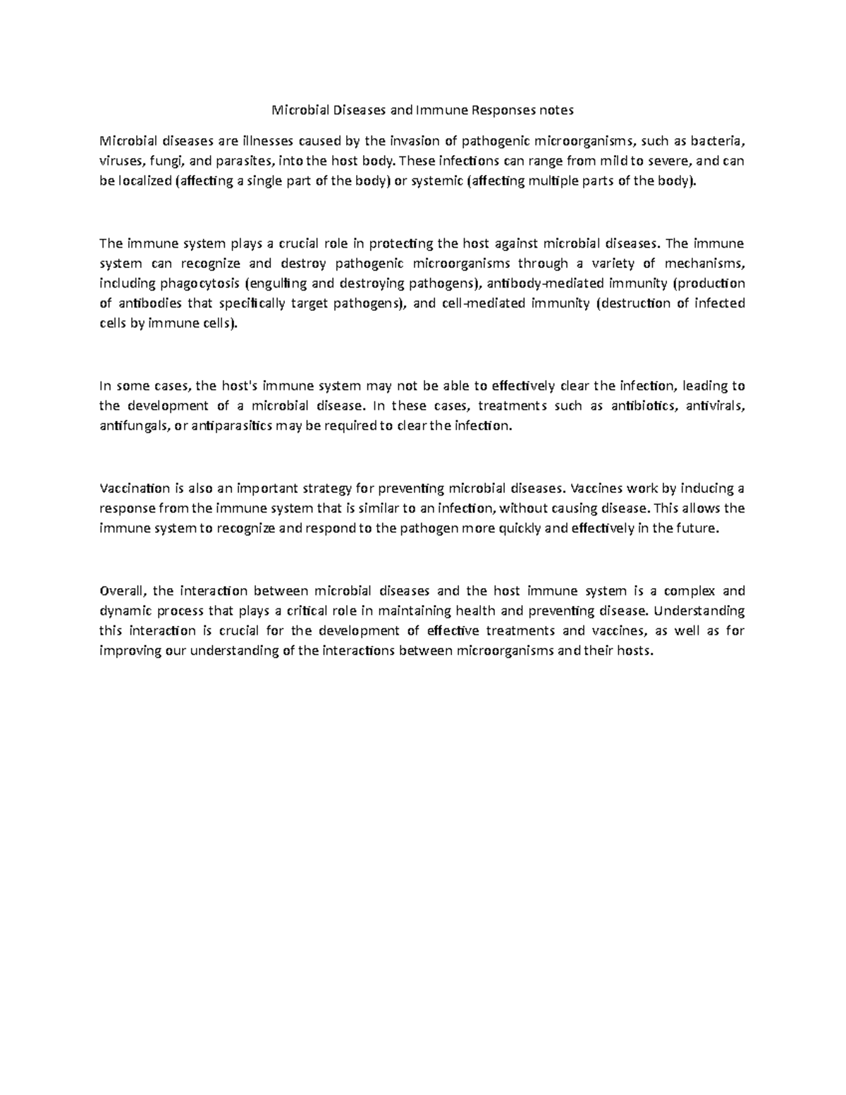 Microbial Diseases and Immune Responses notes - Microbial Diseases and ...