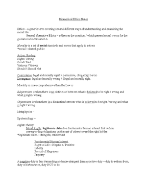 PHIL 321 Second Midterm - PHIL 321 Biomedical Ethics. Second Midterm Examination. Spring 2020 I ...