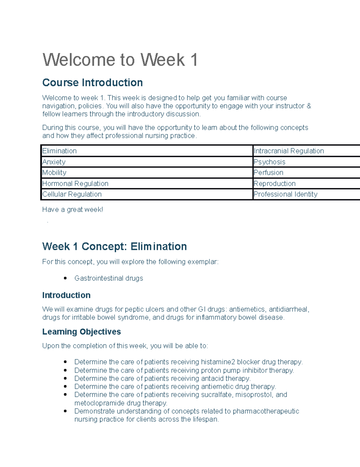 315 Sherpath week one - Welcome to Week 1 Course Introduction Welcome ...