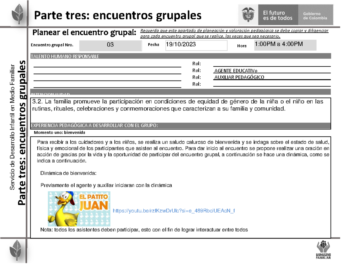 Planeación Grupal Practica 3. accion 3 - Servicio de Desarrollo Infantil en Medio Familiar Parte ...