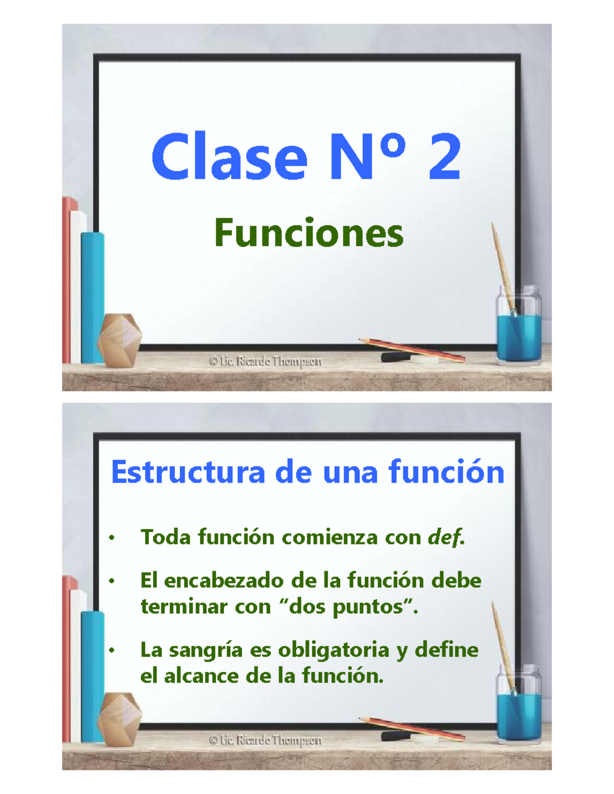 P1 Clase 02 Funciones - Clase Nº 2 Funciones Estructura de una función ...
