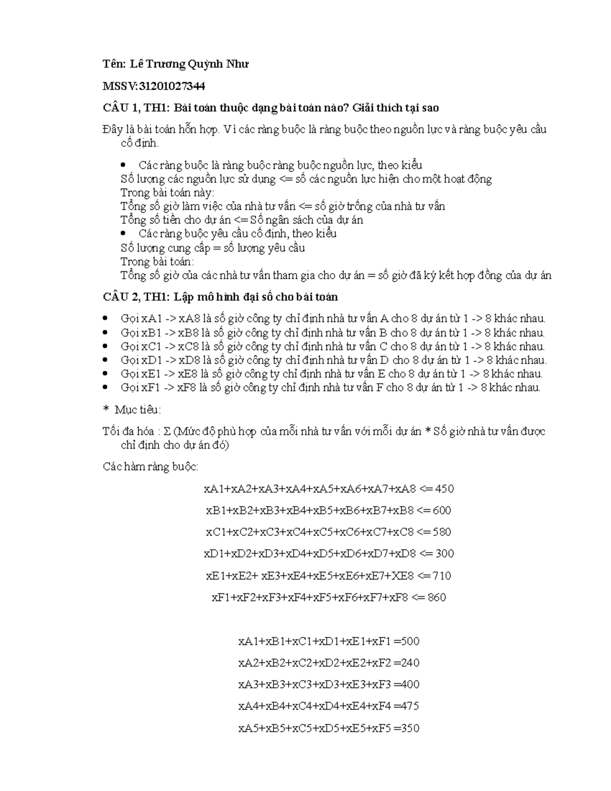 [TL0TT KHQT FT002]LÊ TRƯƠNG QUỲNH NHƯ 312010 27344 - Khoa học quản trị ...