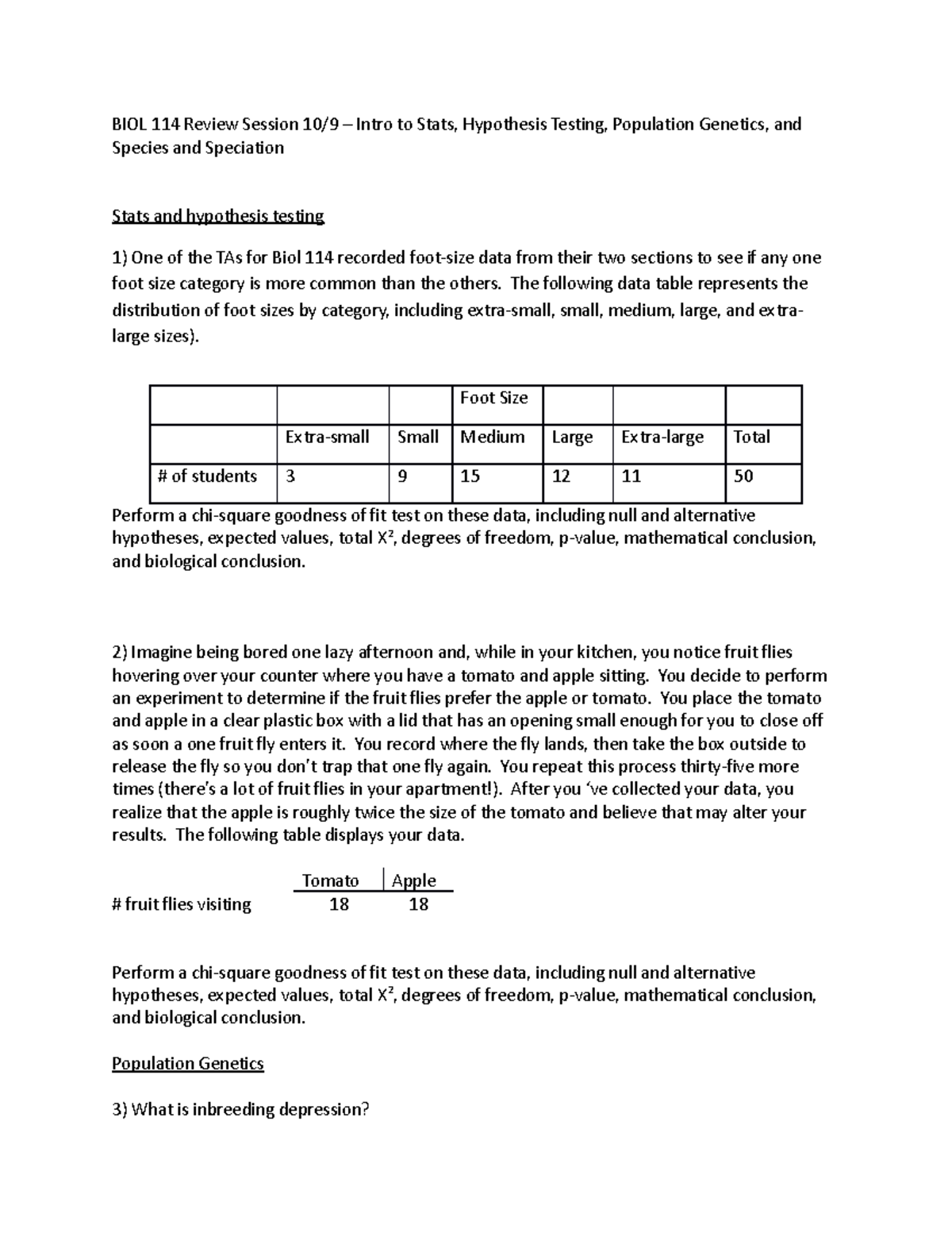 10-9 Review questions - BIOL 114 Review Session 10/9 – Intro to Stats ...