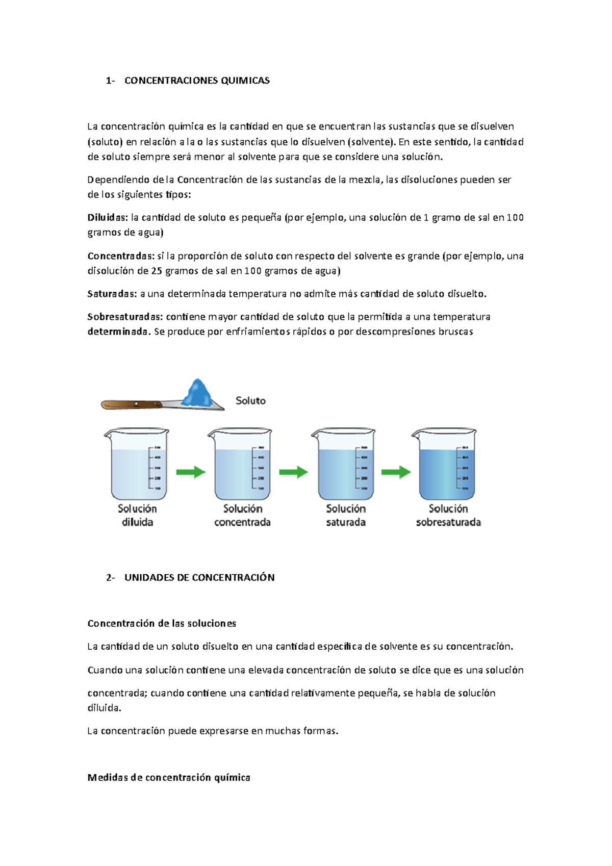 Concentraciones Quimicas - 1- CONCENTRACIONES QUIMICAS La concentración ...