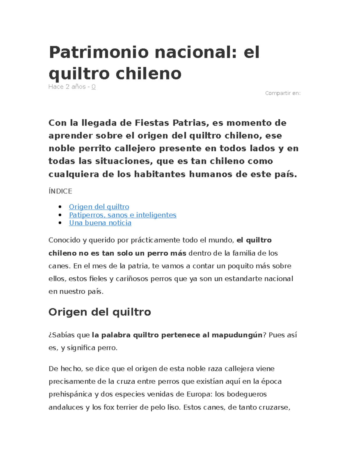 El Quiltro Chileno - Patrimonio nacional: el quiltro chileno Hace 2 ...