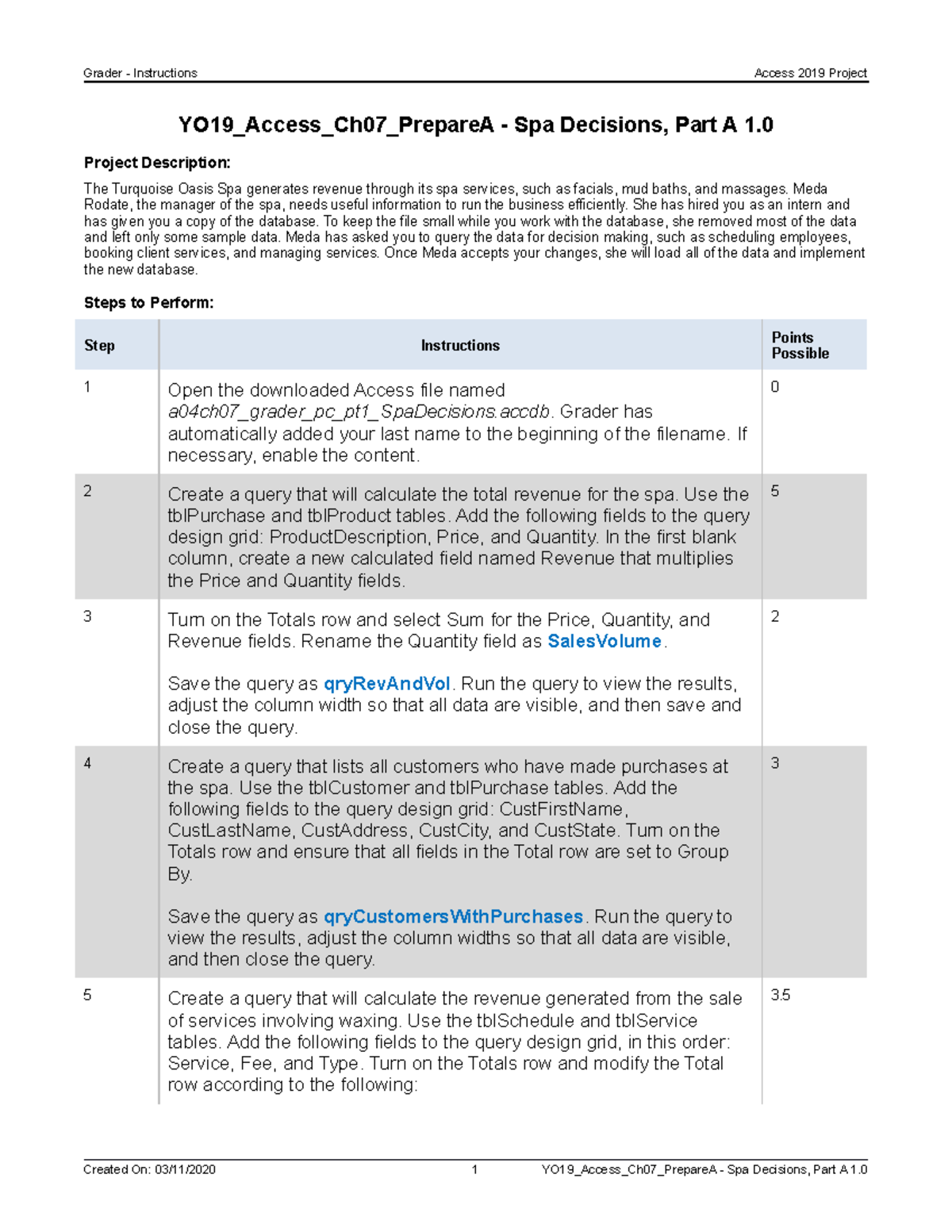 YO19 AC CH07 Grader PC1 AS Instructions - YO19_Access_Ch07_PrepareA - Spa Decisions, Part A 1 ...