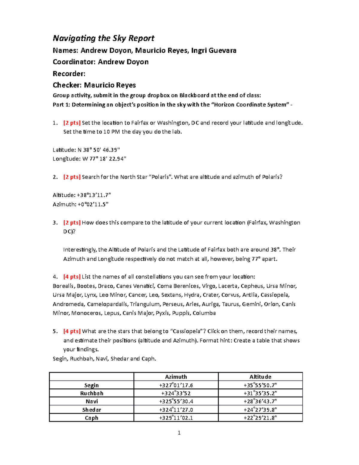Navigating the Sky with Stellarium Lab Report 2016-1 - Navigaing the ...