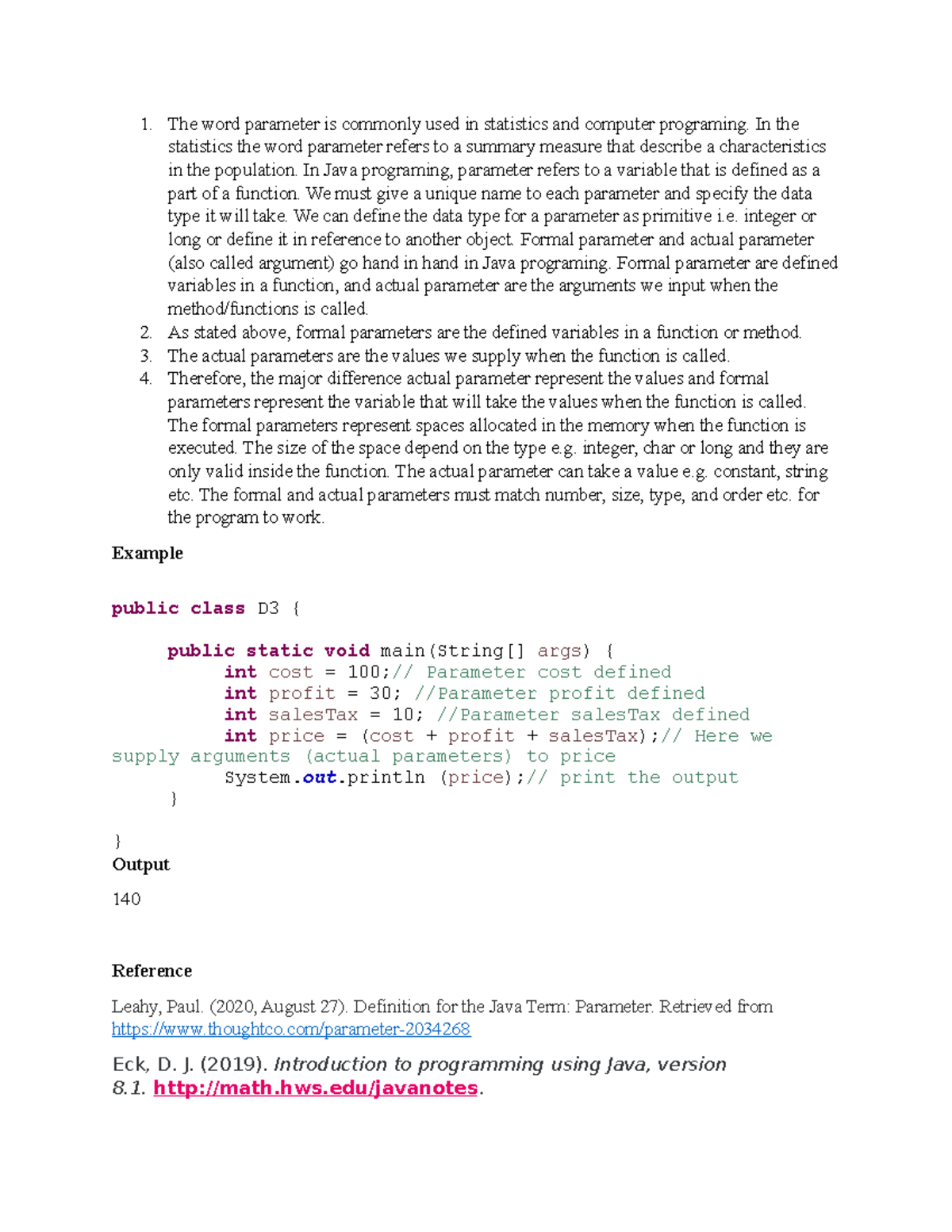 Discussion posts - The word parameter is commonly used in statistics ...