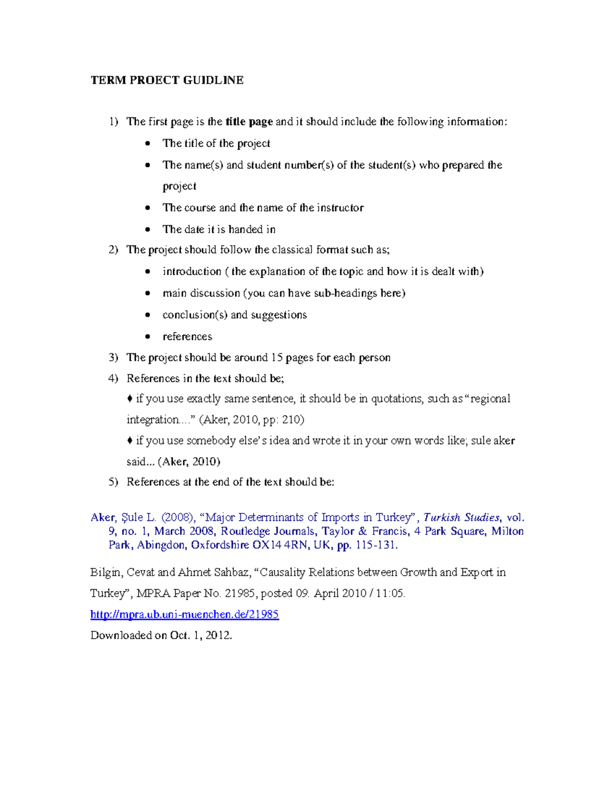 EXMA505 TERM Project Guidline - TERM PROECT GUIDLINE The first page is ...