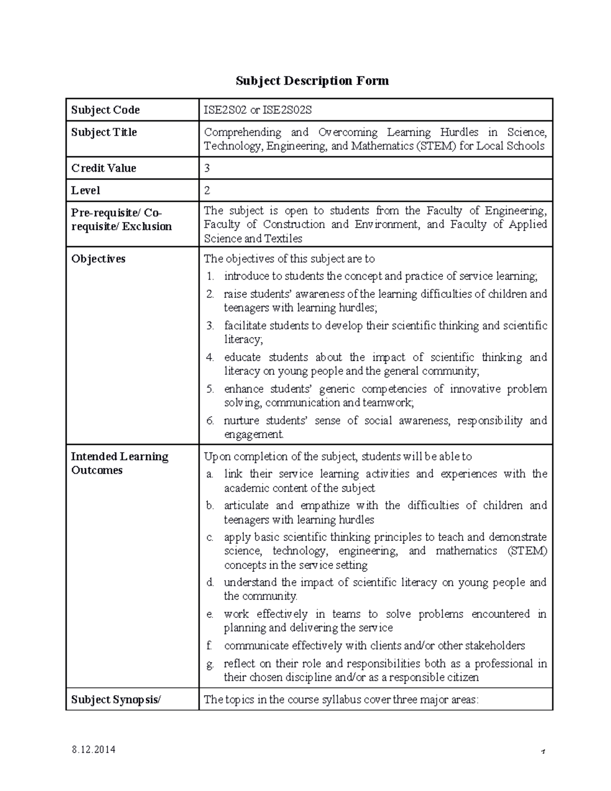 ISE2S02 - other - Subject Description Form Subject Code ISE2S02 or ...