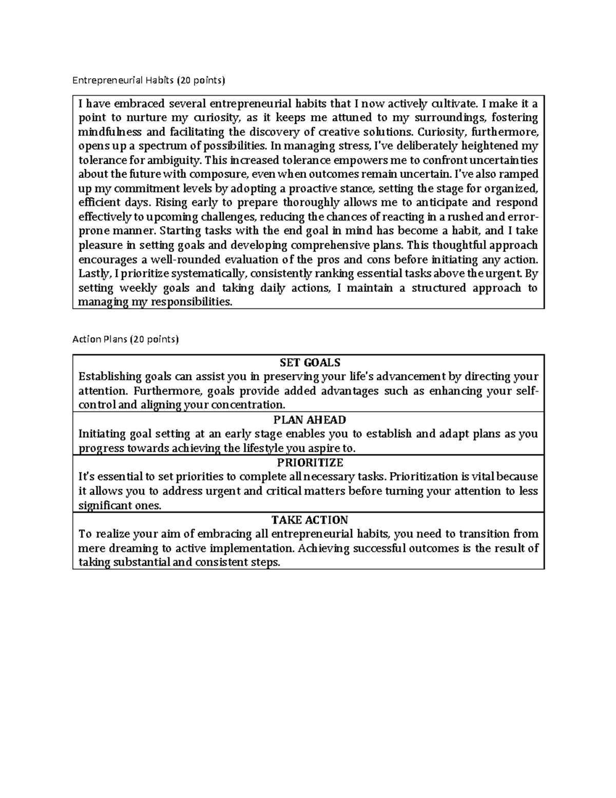 05 Performance Task 1 - ARG - Entrepreneurial Habits (20 points) I have ...