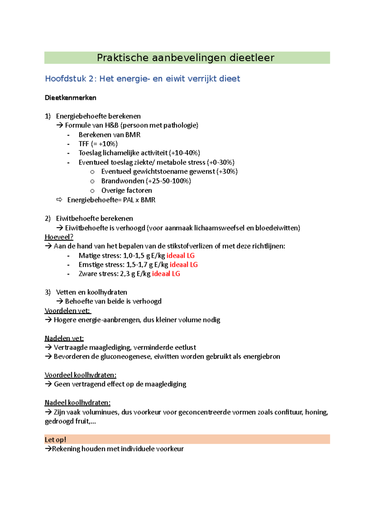 Praktische aanbevelingen dieetleer - Praktische aanbevelingen dieetleer ...