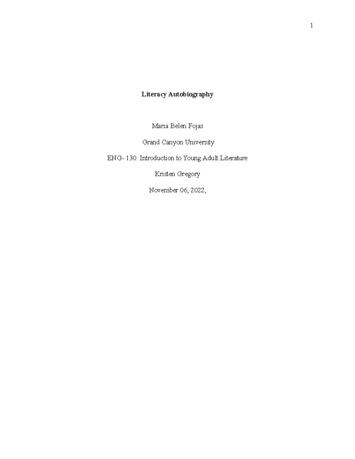 Literacy Autobiography- ENG130-Week1-Maria Belen Fojas - Literacy ...