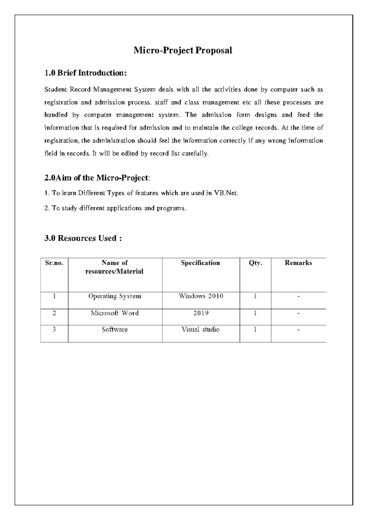 Gad finalmicro - Micro-Project Proposal 1. 0 Brief Introduction: Student Record Management ...