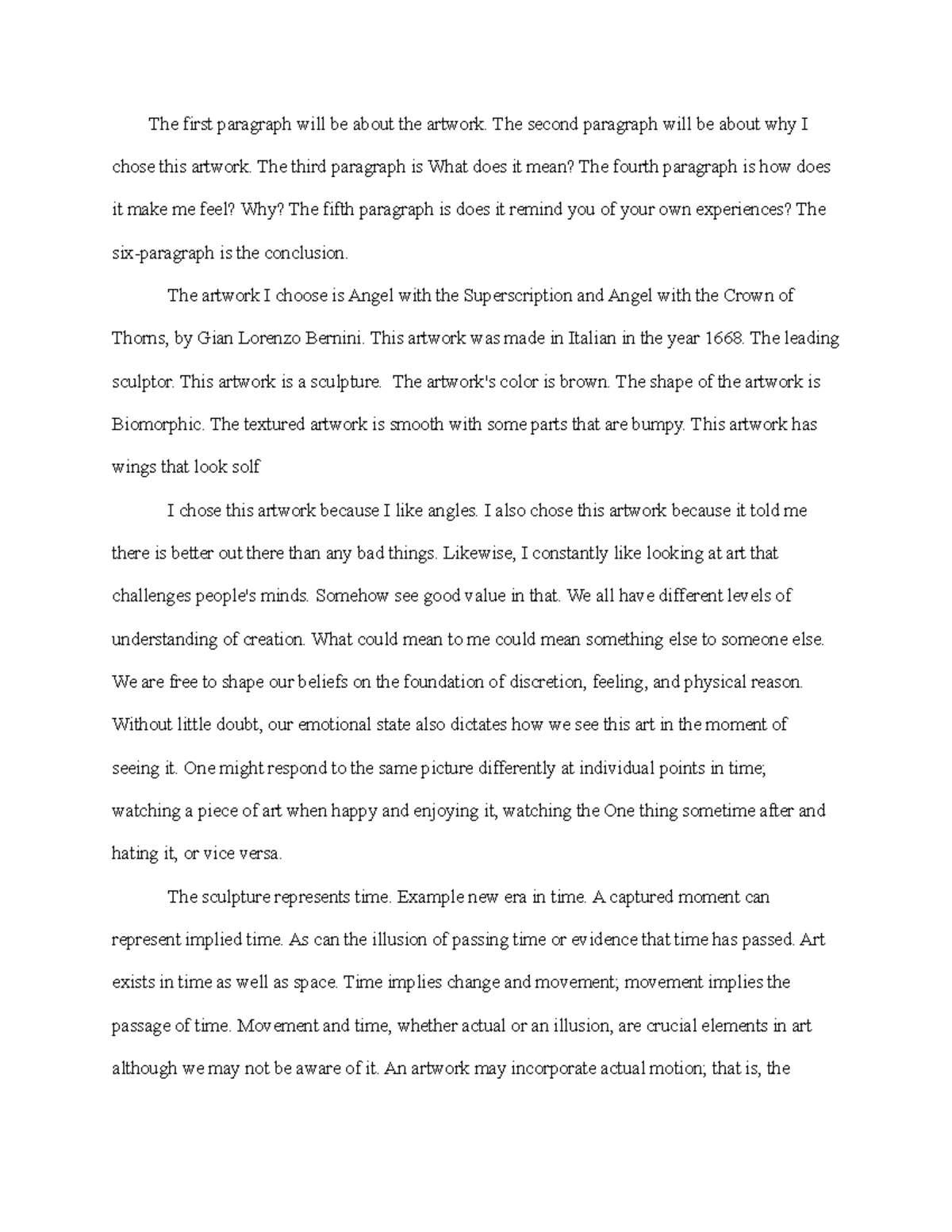 Art 91 Museum Visit Paper - The first paragraph will be about the ...