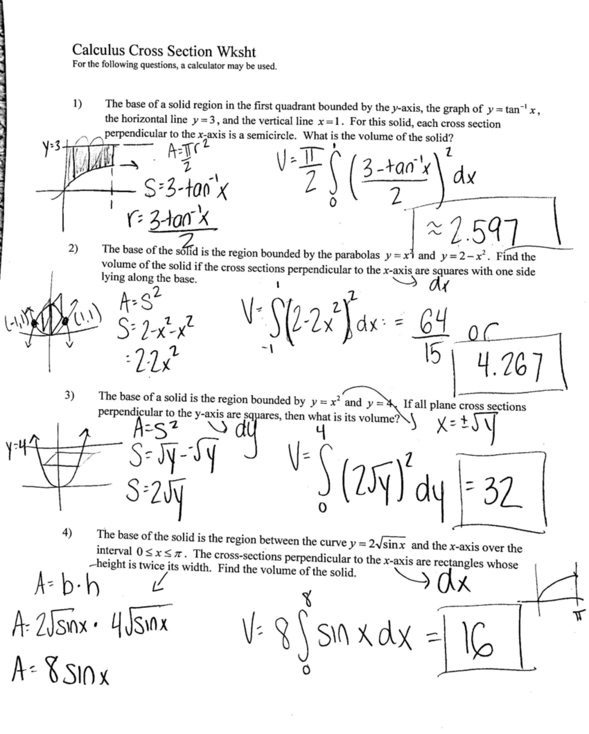 Cross section WS - practice - MATH 171 - Studocu