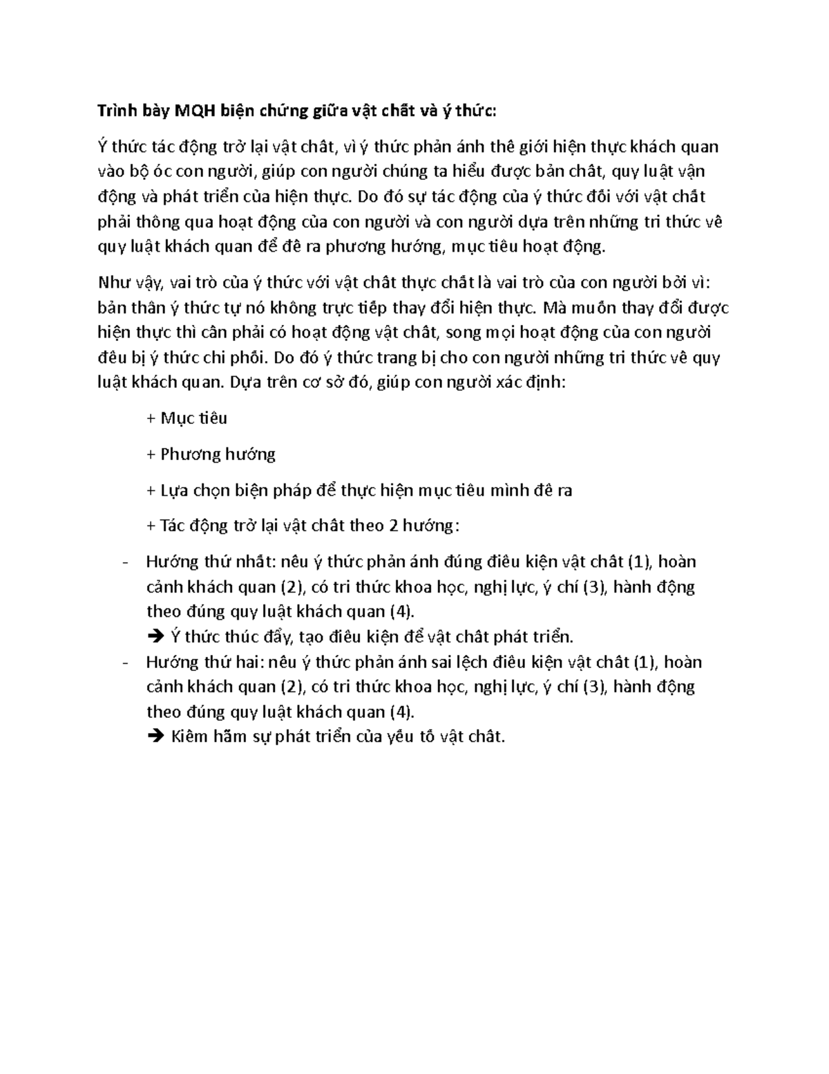 Trình bày MQH biện chứng giữa vật chất và ý thức - Trình bày MQH bi n ...
