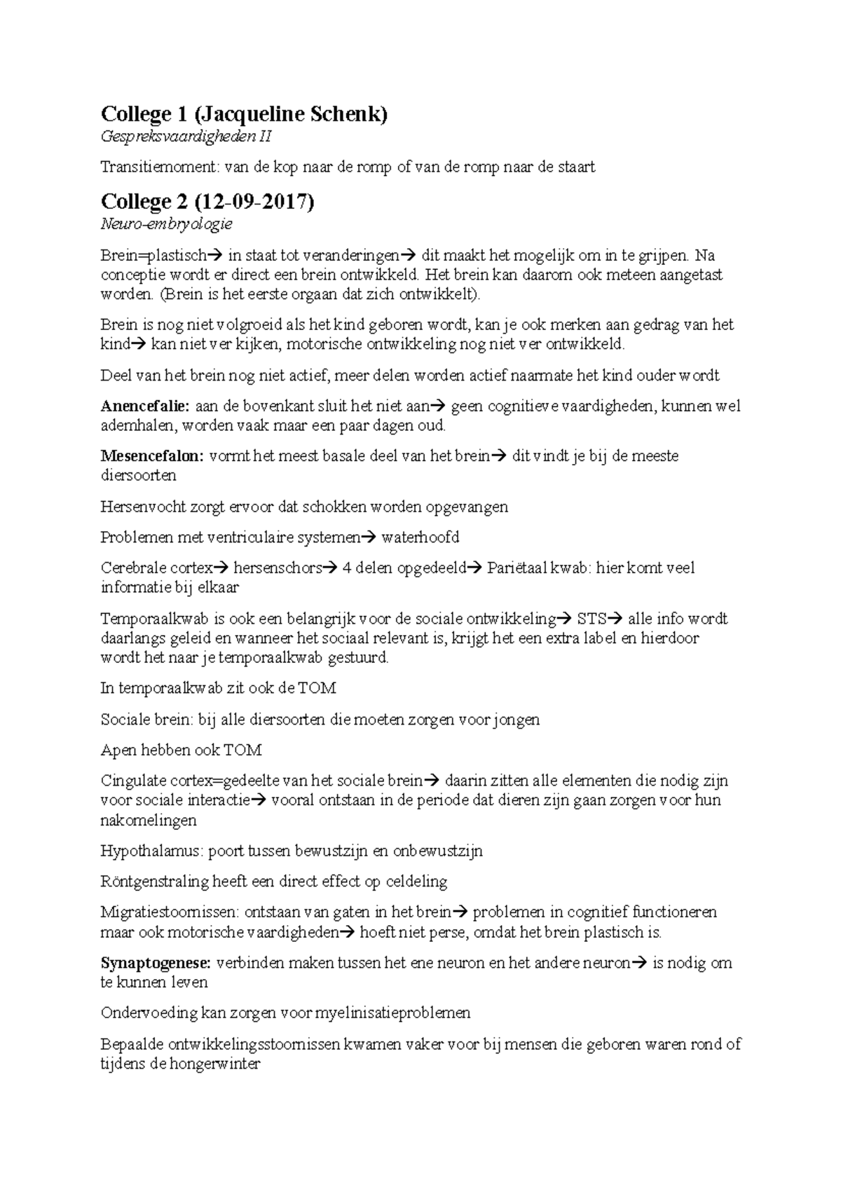 Colleges blok 2.1 jaar 2 - College 1 (Jacqueline Schenk ...