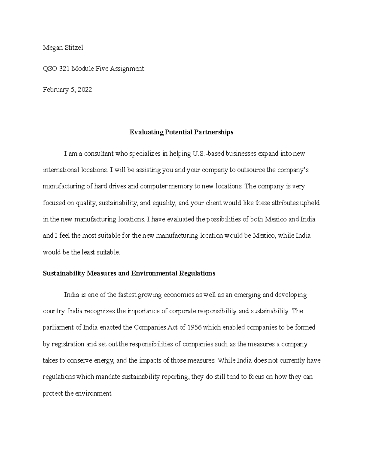 QSO321Module Five Assignment - Megan Stitzel QSO 321 Module Five ...