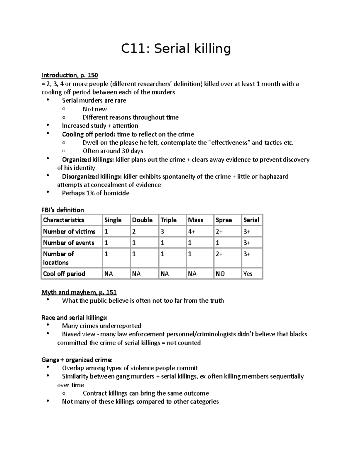 C11- Serial killing - Detailed notes covering the entire chapter 11 of ...