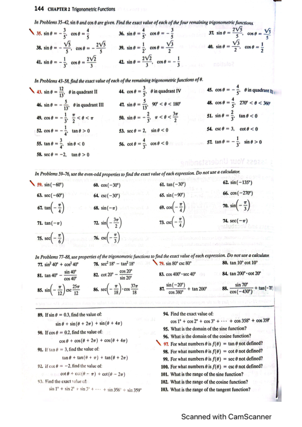 2.3 Propertise of the Trigonometric Functions - Math 1316 - Studocu