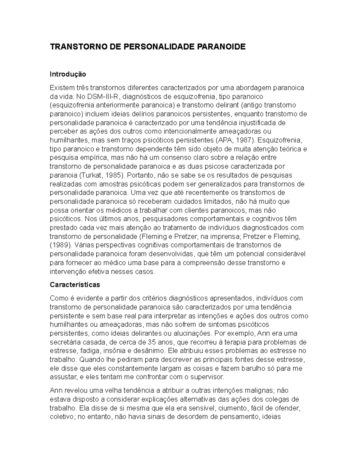 Transtorno de personalidade paranoide - TRANSTORNO DE PERSONALIDADE ...