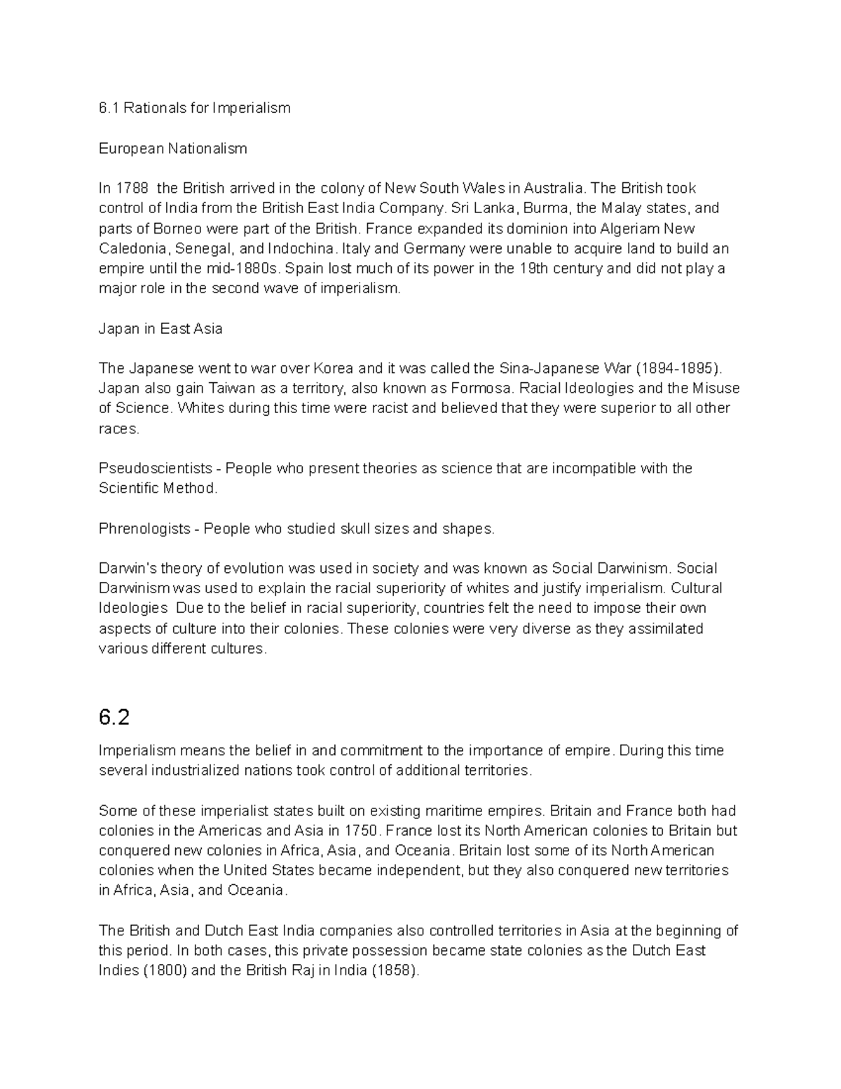 Unit 6 APWH notes - 6 Rationals for Imperialism European Nationalism In ...