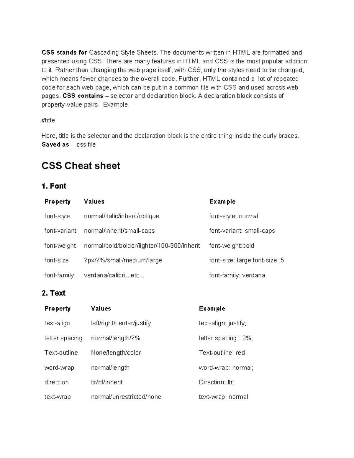 Css-cheat-sheet Hoja de estilos CSS 1 referencias CSS - Lenguajes de ...