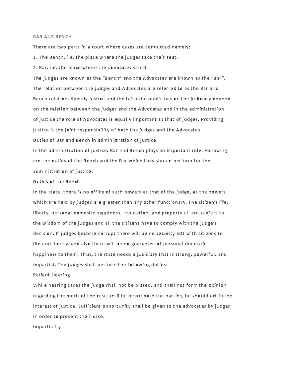 BAR AND Bench - Refernce - BAR AND BENCH There are two parts in a court ...