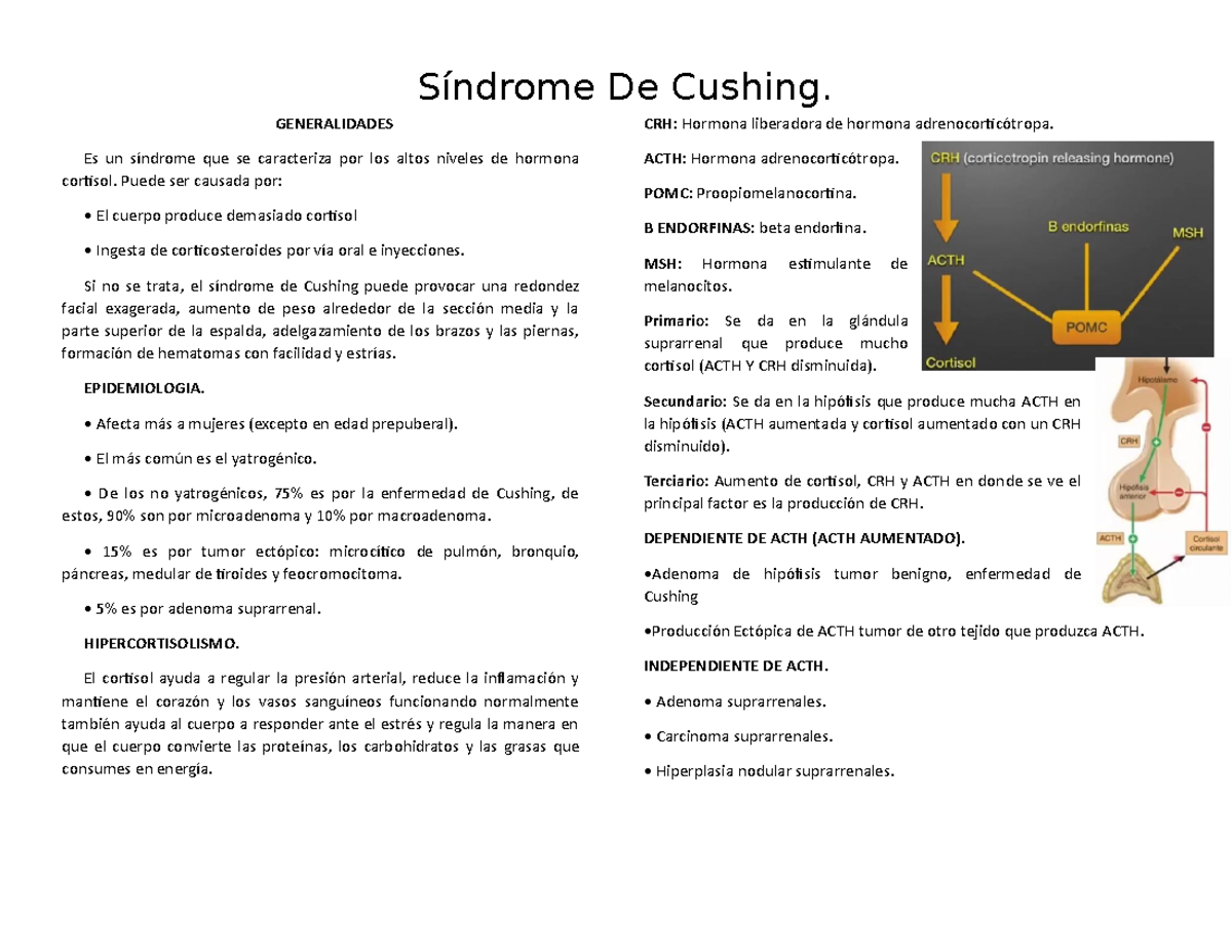 Síndrome De Cushing - GENERALIDADES Es un síndrome que se caracteriza ...