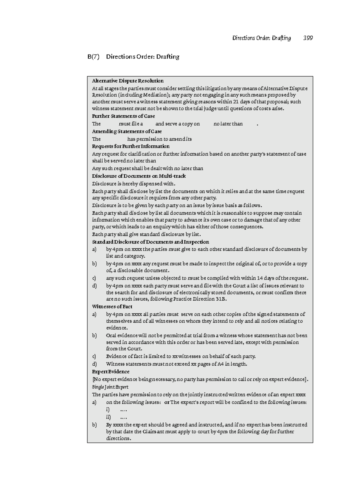 B(7) Directions Order - Drafting - Directions Order: Drafting 399 B(7 ...