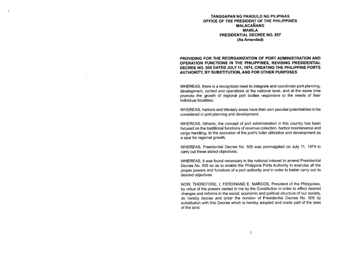 PD 857 (WORD) - none - Customs Administration - Studocu