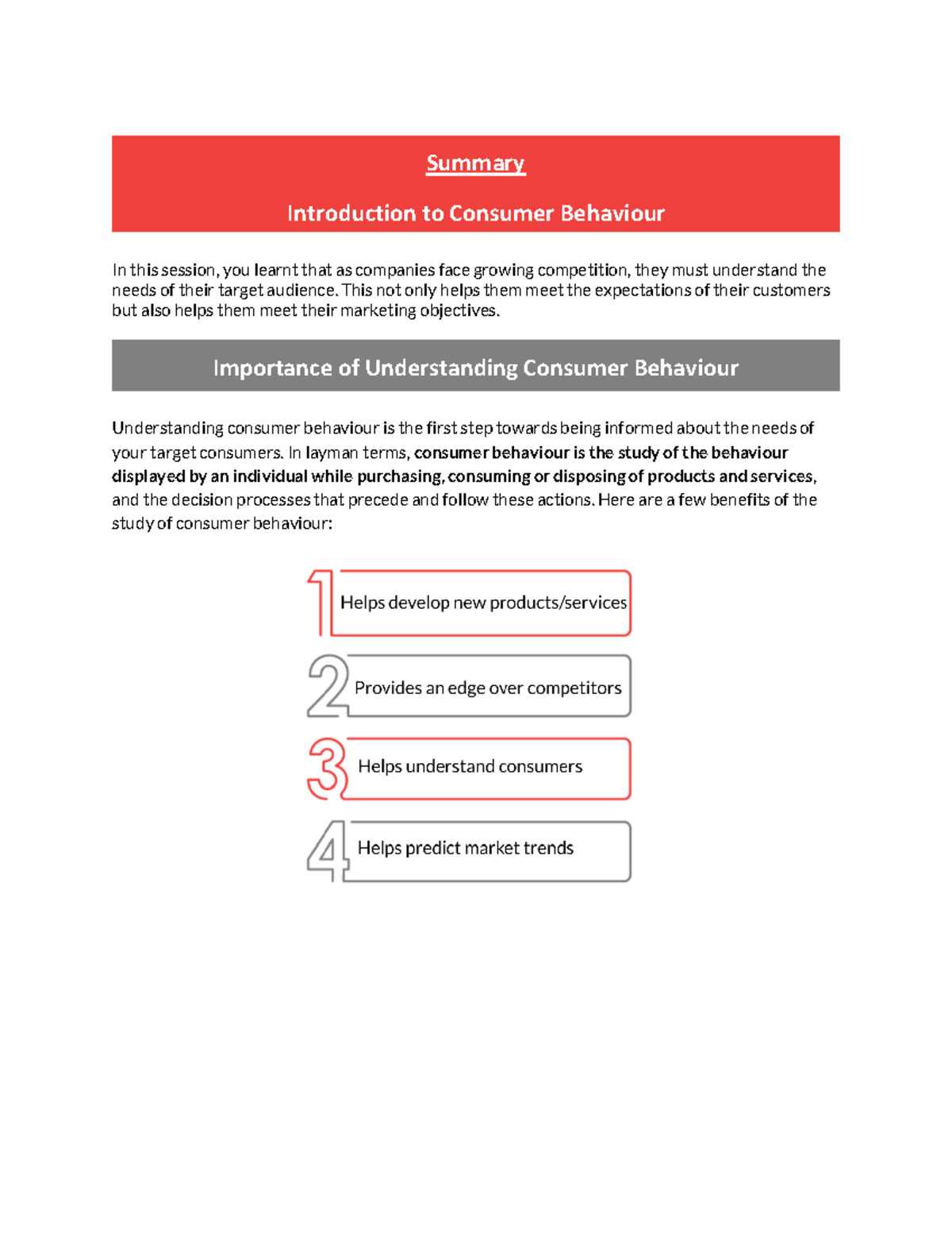 Summary Introduction+to+consumer+behaviour - In this session, you ...