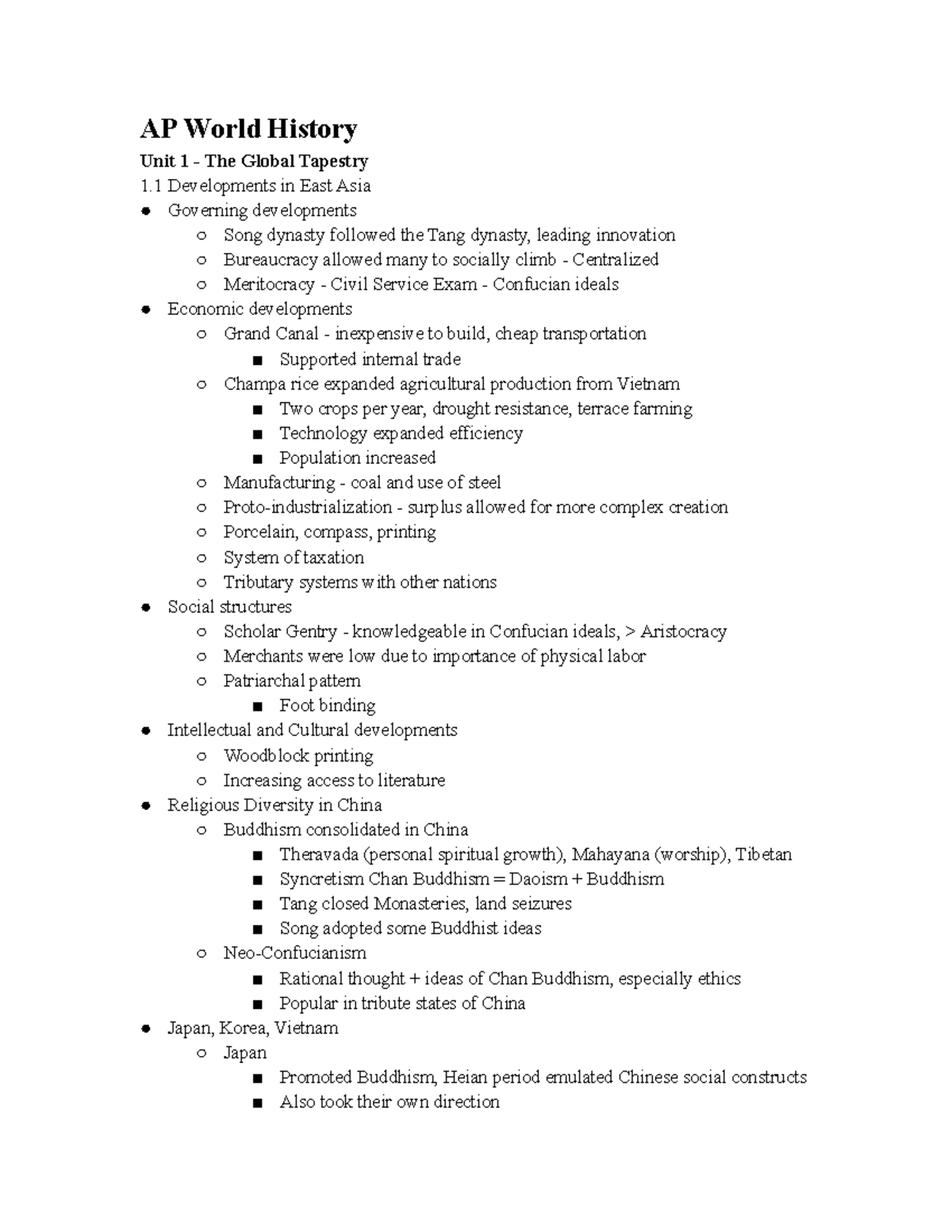 AP World History Study Guide - AP World History Unit 1 - The Global ...