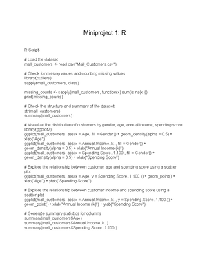 Assignment 1 Output - Data science Snehasis Mukhopadhyay - Assignment 1: R Data Science- CSCI ...