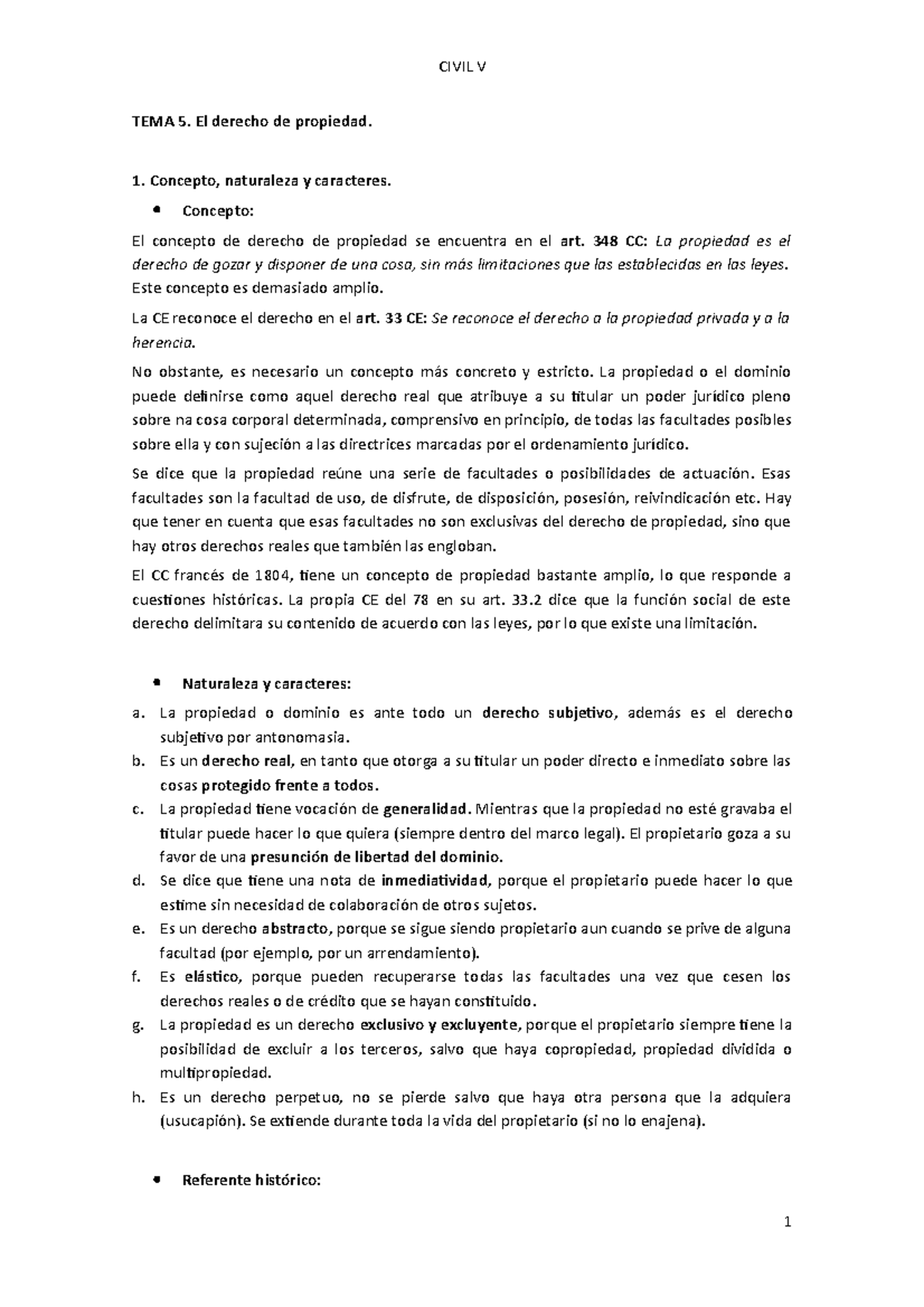 Tema 5. El derecho de propiedad - CIVIL V TEMA 5. El derecho de ...