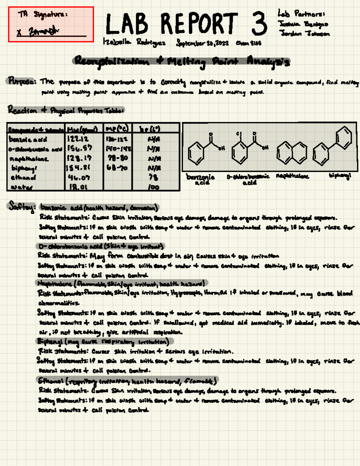LAB Reoprt 3 - Lab report - TA Signature: Lab Partners: X Zanach LAB ...
