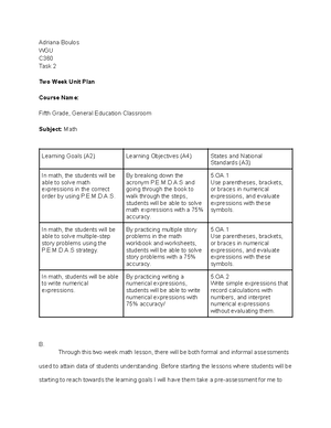 AB WGU, Task 2 - WGU ELL Masters course - Adriana Boulos WGU C Task 2 ...