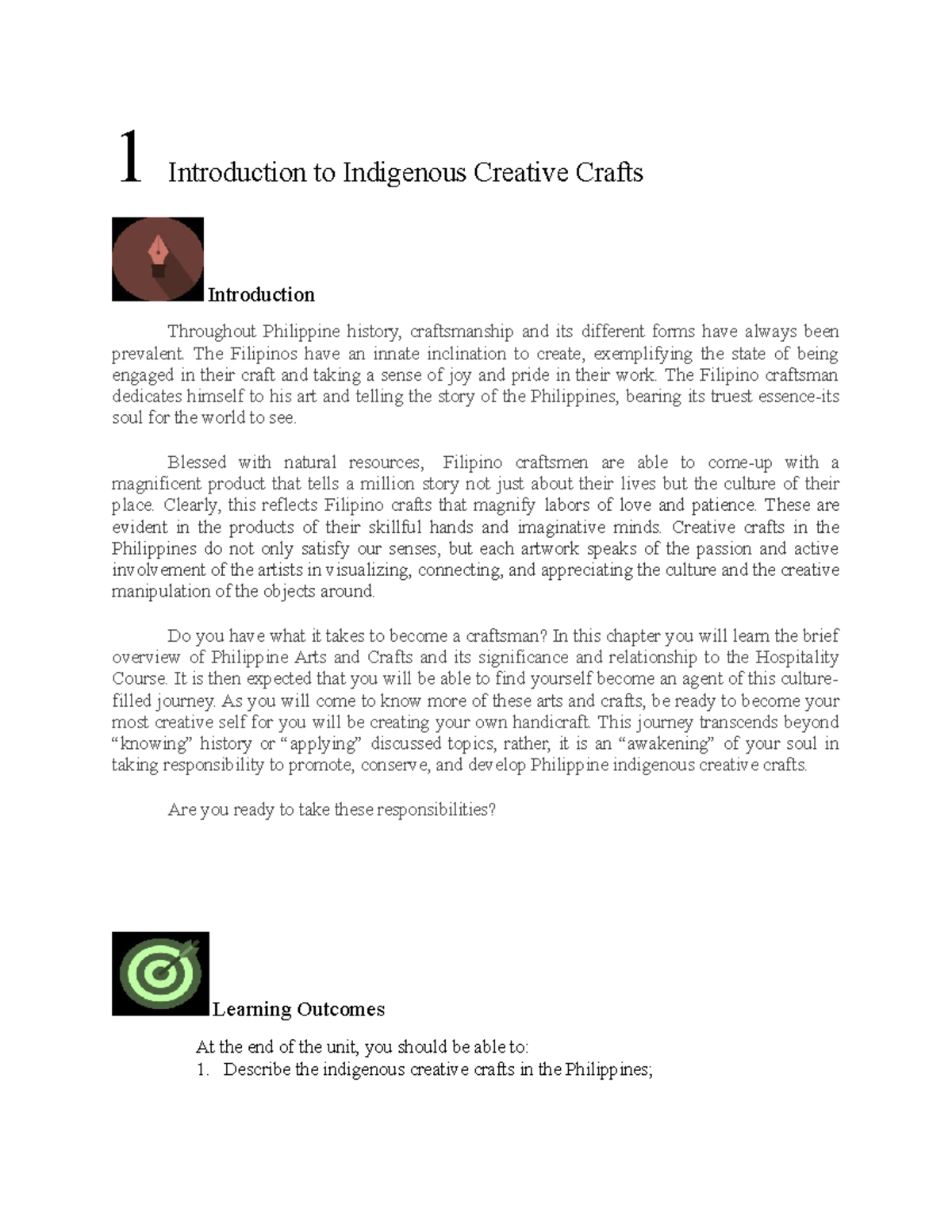 I introduction to indigenous creative craftsdocx - 1 Introduction to Indigenous Creative Crafts ...