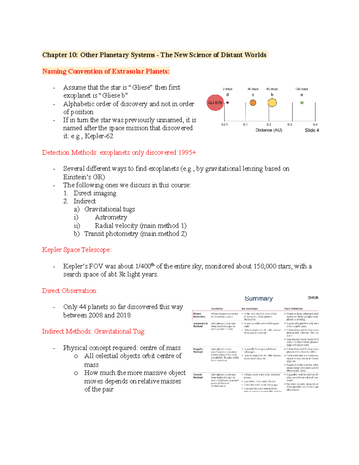 Astro post midterm notes - Chapter 10: Other Planetary Systems - The ...