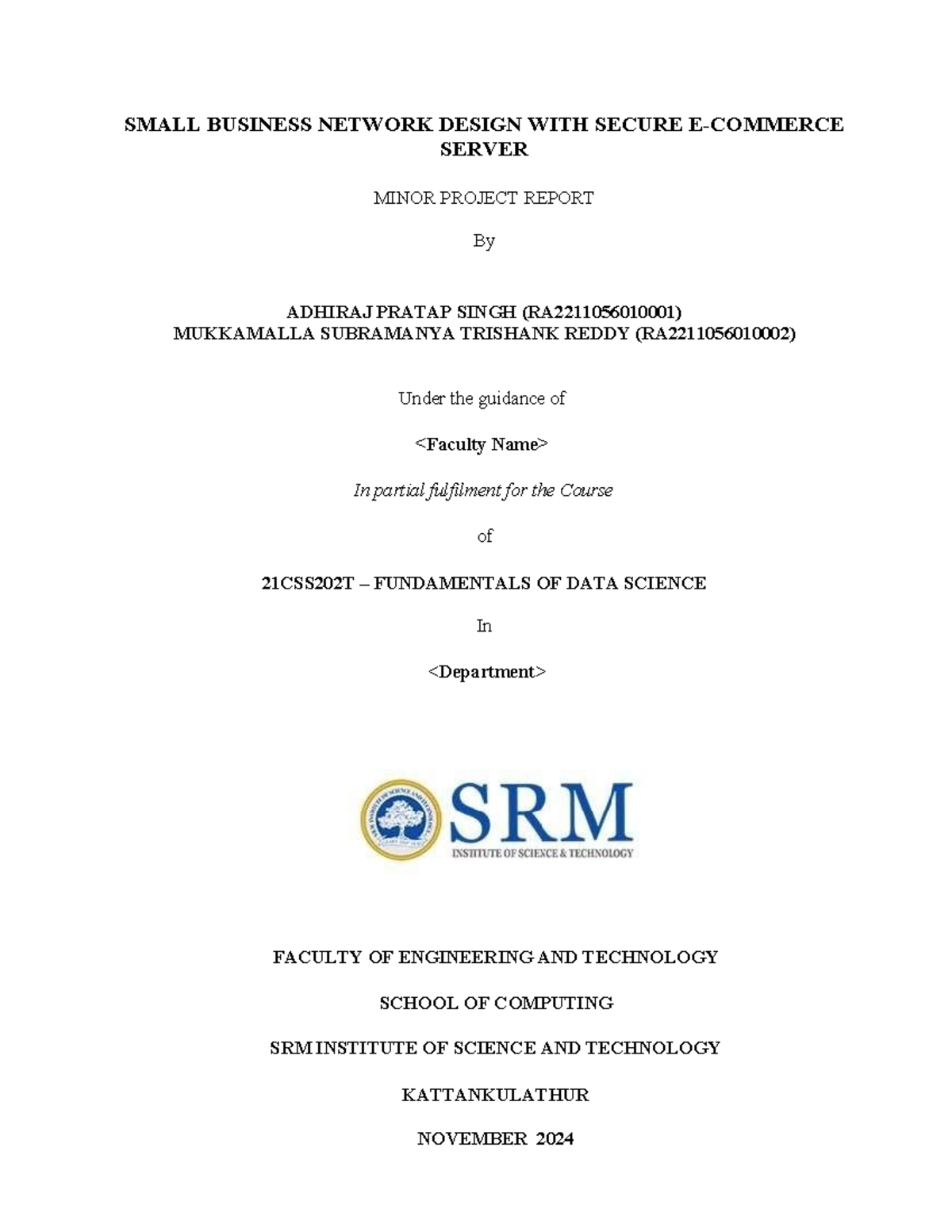 Fds template - format - SMALL BUSINESS NETWORK DESIGN WITH SECURE E ...