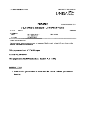 ENN1502 ASSESSMENT - Name : Siphosenkosi Buthelezi Student Number : Module Code : ENN Unique ...