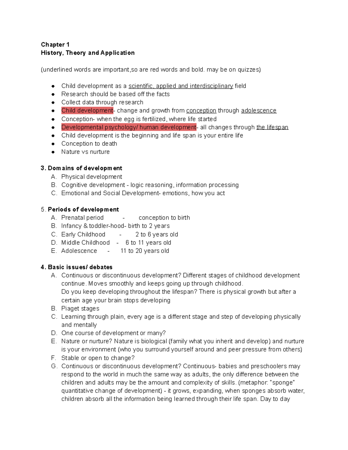 Developmental Psychology Chapter 1 notes - Chapter 1 History, Theory ...