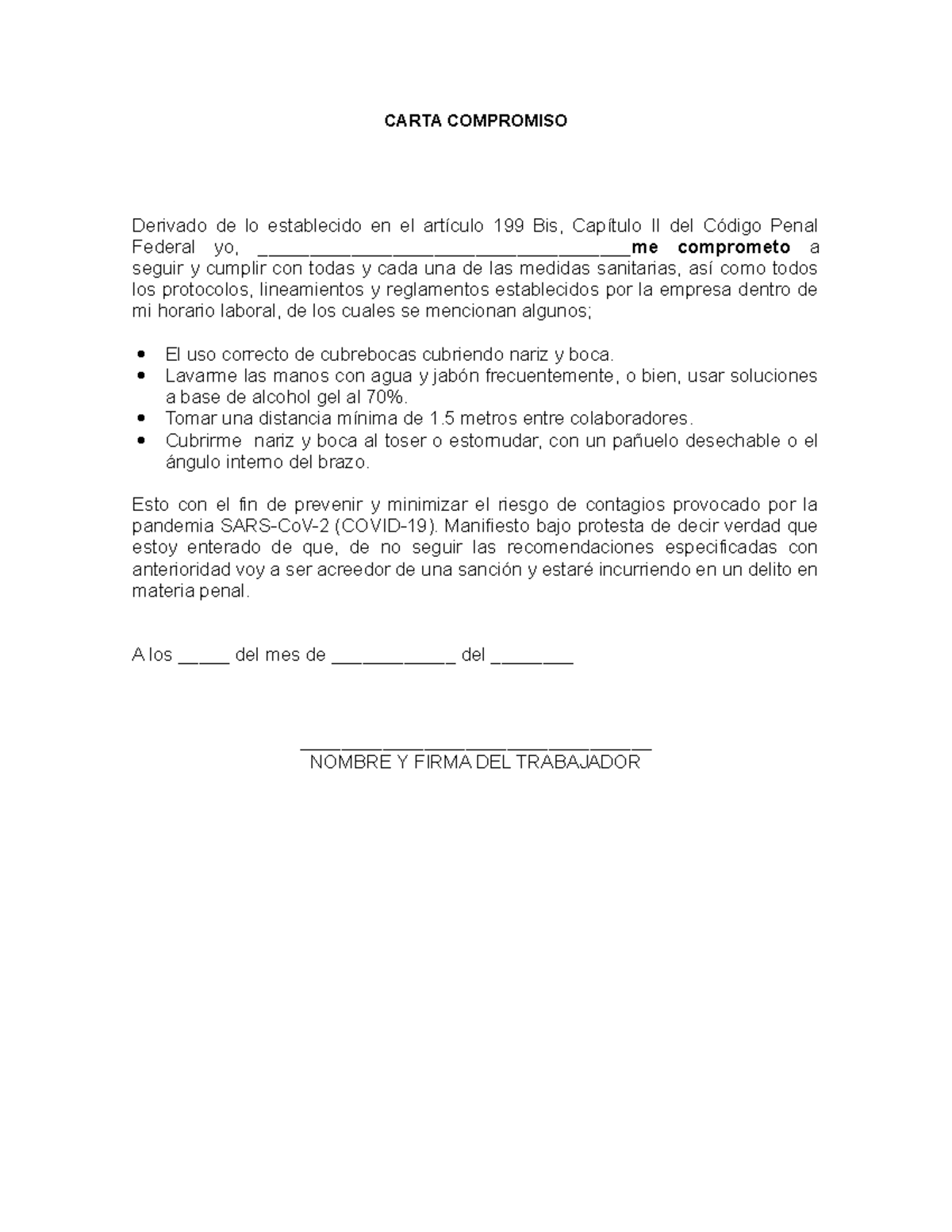 Carta De Compromiso Modelos En Word Y Pdf Gratis