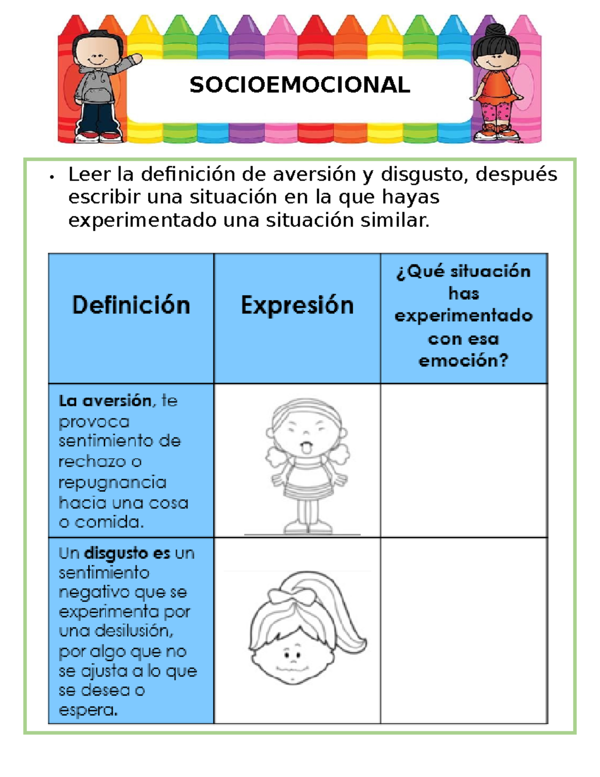 Anexos 1° sem 35 - ejemplos - SOCIOEMOCIONAL Leer la definición de ...